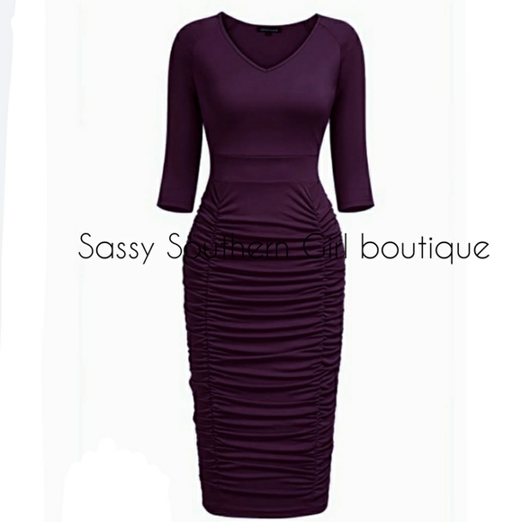 Sassy Southern Girl Boutique | Dresses | Purple Ruched Bodycon Dress ...